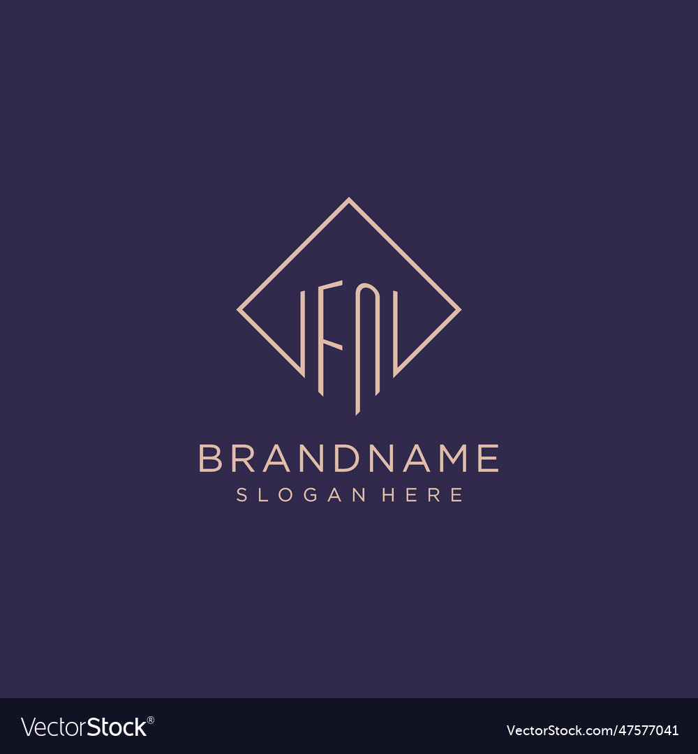 Initials fn logo monogram with rectangle style Vector Image