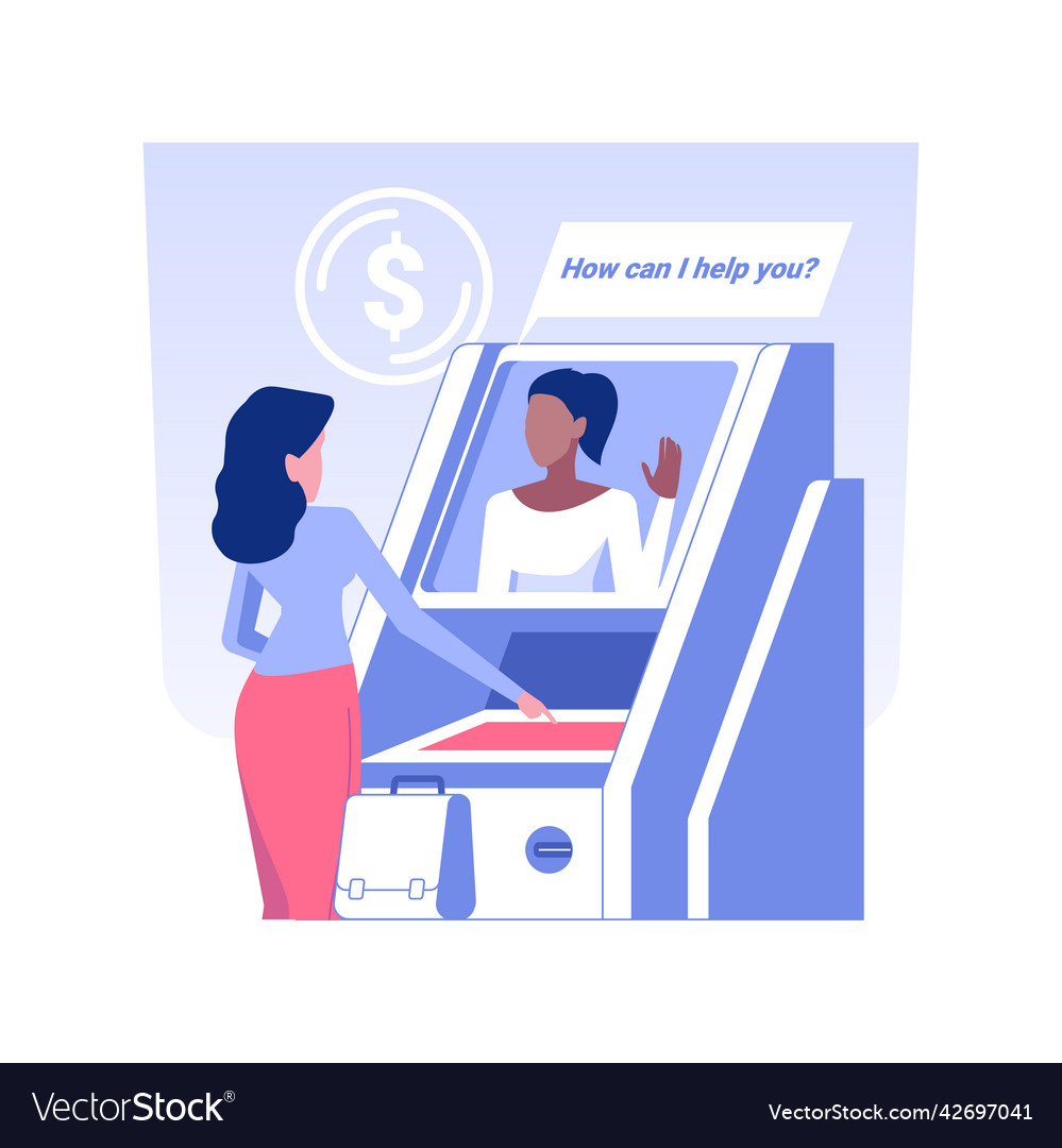 Interactive teller machine isolated concept Vector Image
