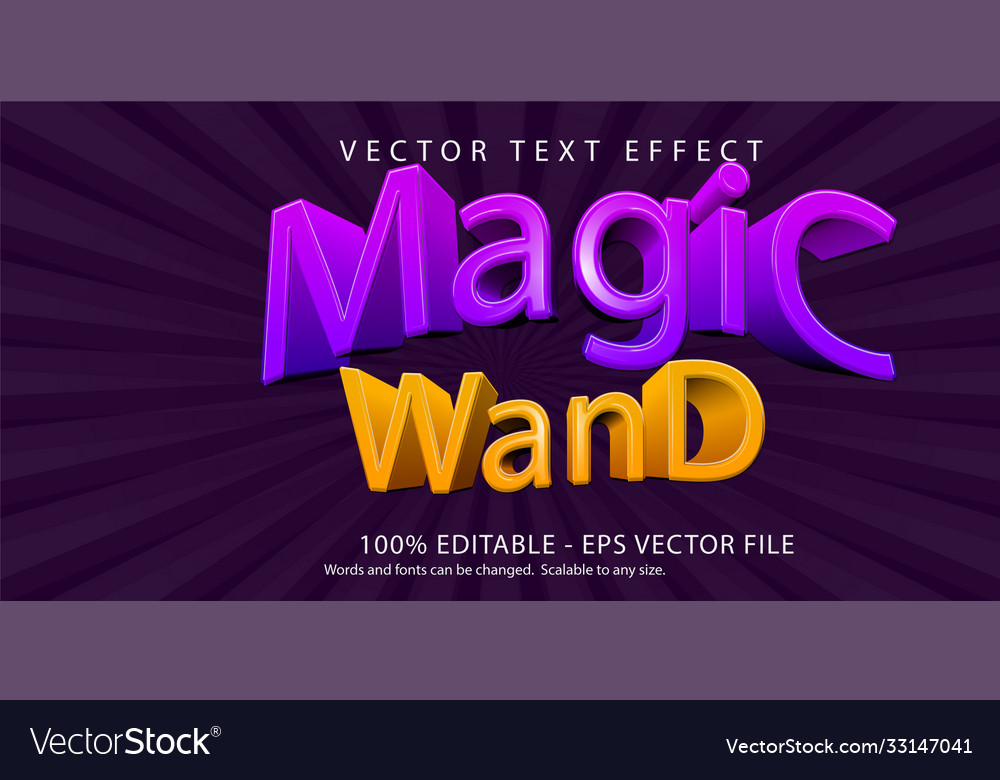 Magic wand text game style editable text effect Vector Image