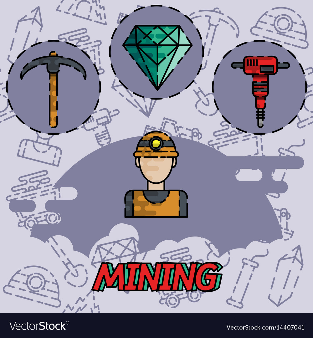 Mining flat concept icon Royalty Free Vector Image