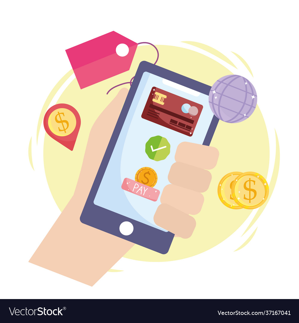 Online payment smartphone Royalty Free Vector Image