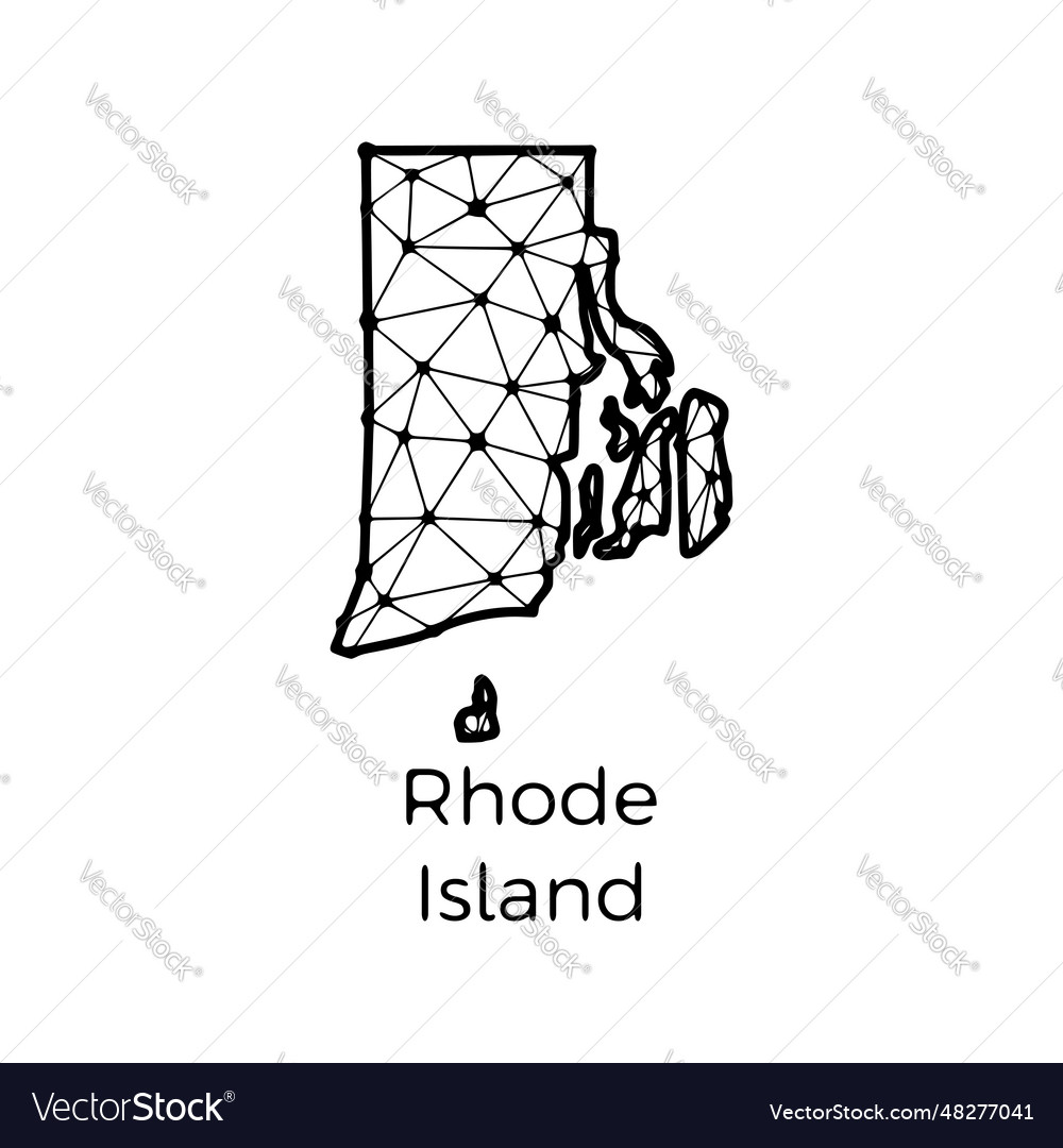 Rhode Island State Map Polygonal Made Of Lines Vector Image