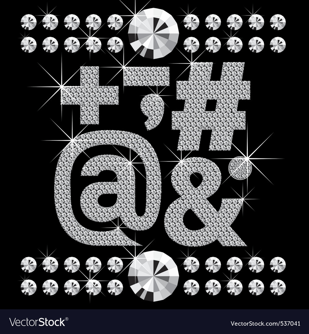 Set of diamond letters and numbers big Royalty Free Vector