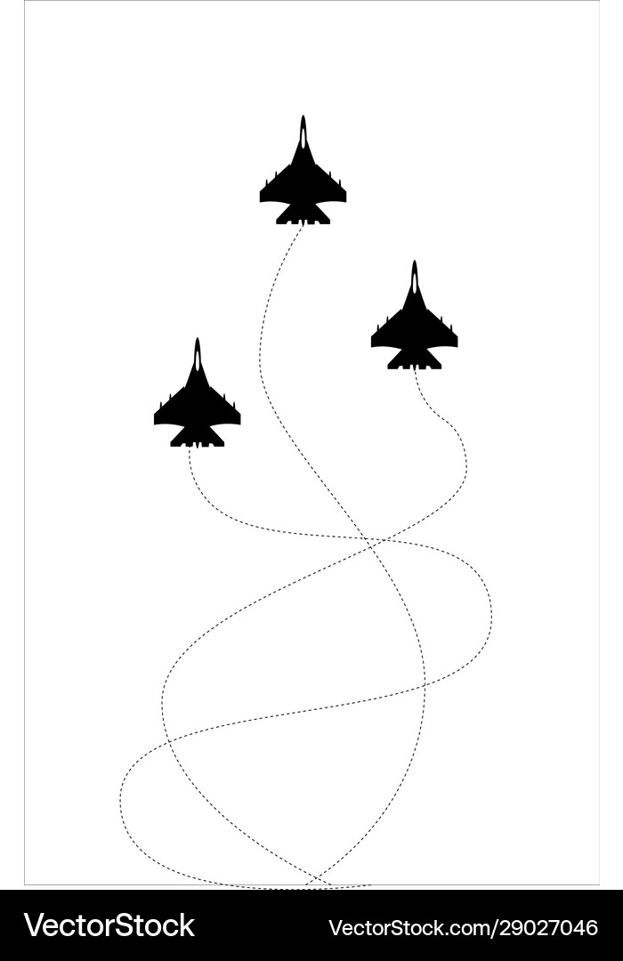 Airplane fighter dotted line route line route Vector Image