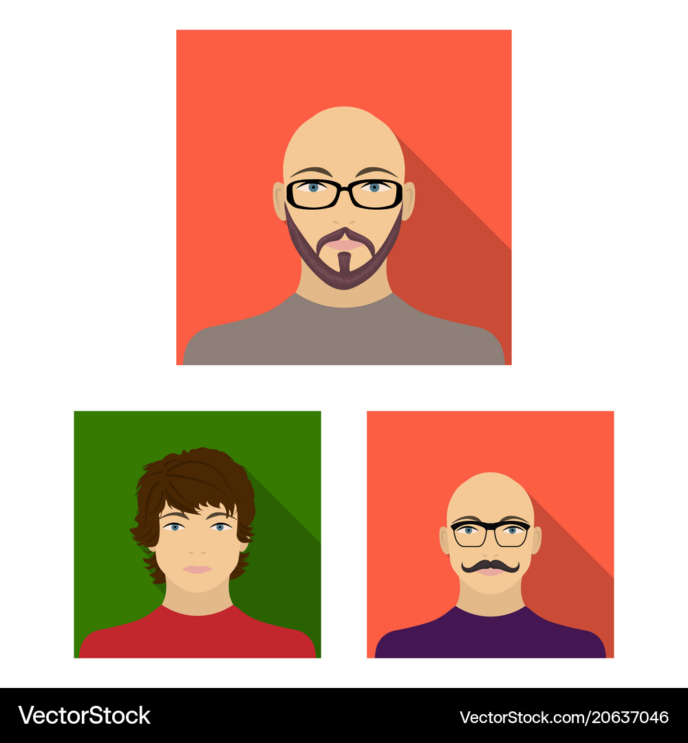 Avatar and face flat icons in set collection Vector Image