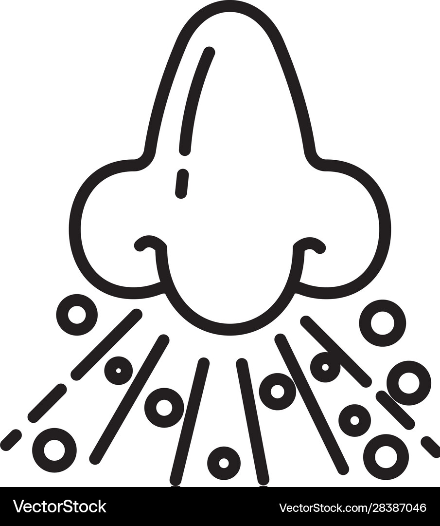 Black line runny nose icon isolated on white Vector Image
