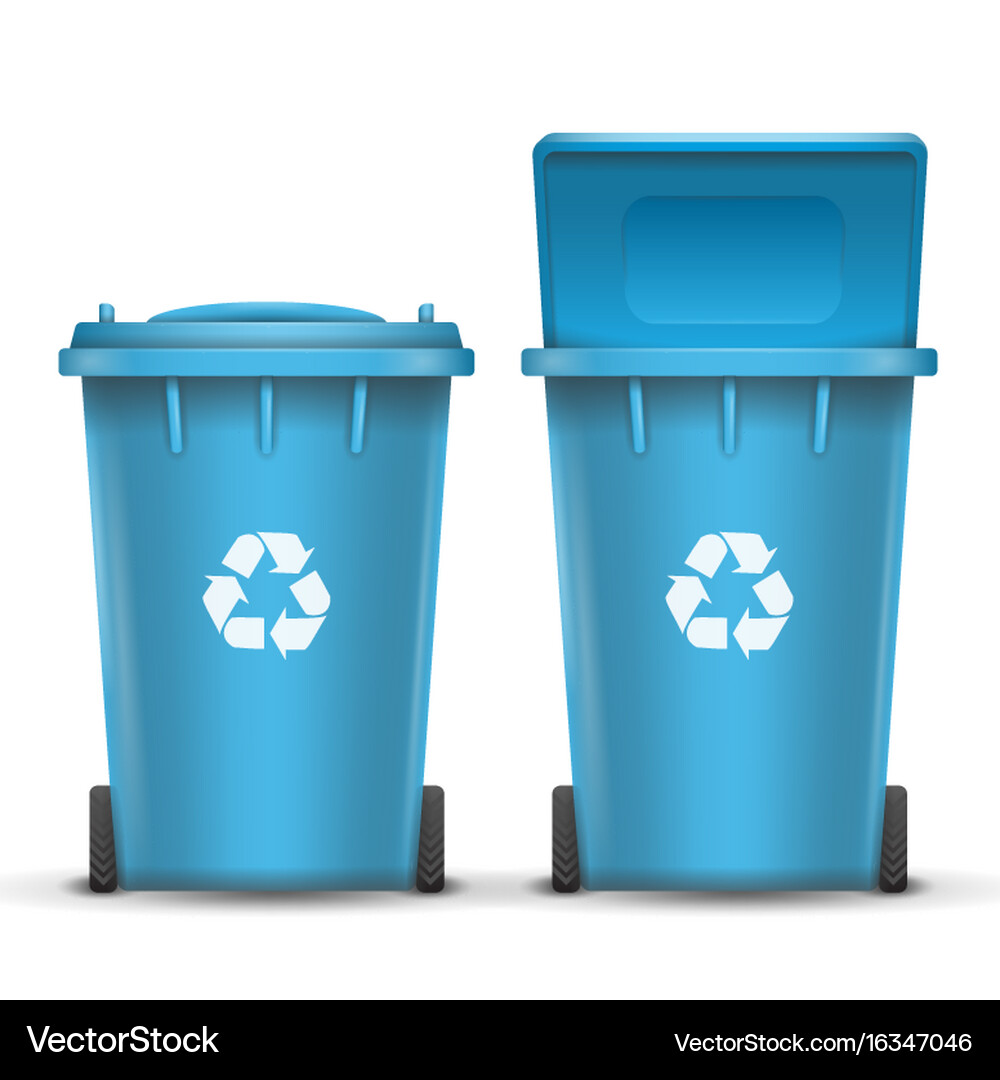 Blue recycling bin bucket for paper trash Vector Image