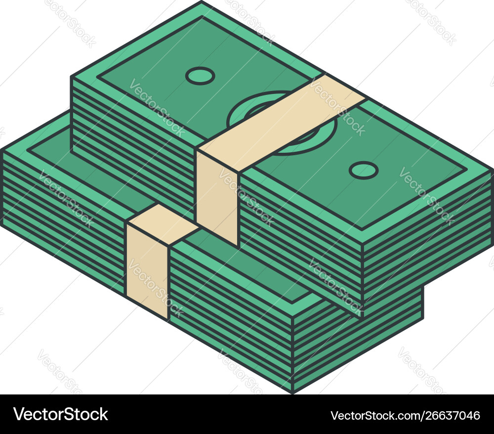 Cash money pack icon isometric style Royalty Free Vector