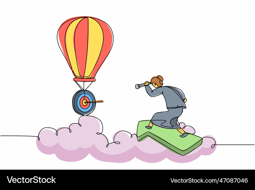 Continuous one line drawing female manager riding Vector Image