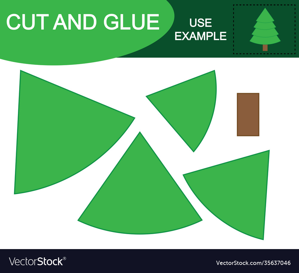 Cut and glue to create christmas tree Royalty Free Vector