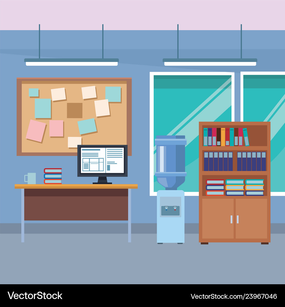 Desk computer furniture decoration Royalty Free Vector Image