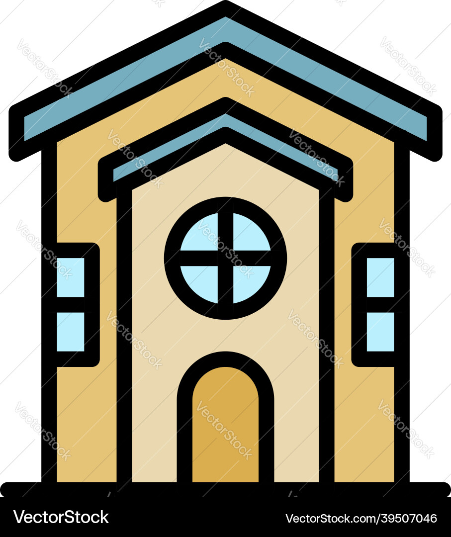 House view from the front icon color outline Vector Image
