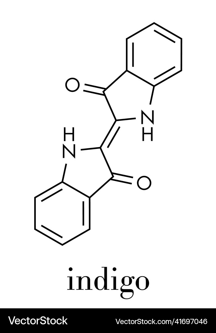 Indigotin indigo dye molecule used to color Vector Image