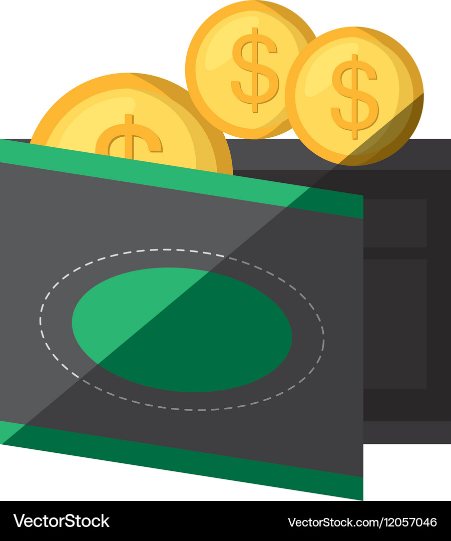 Money wallet with coins isolated icon Royalty Free Vector