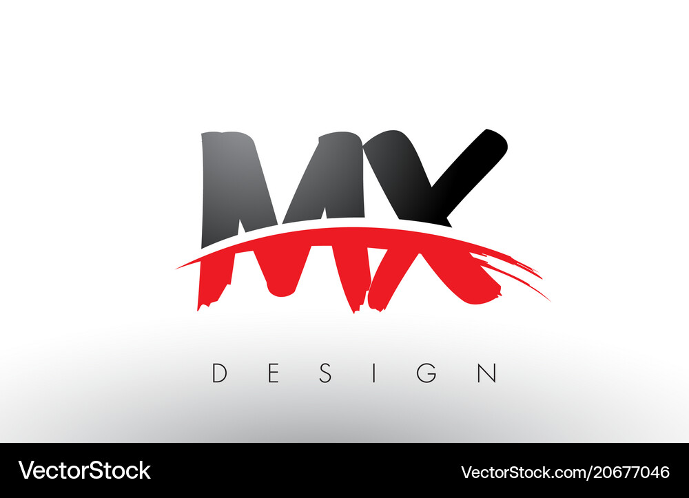 Mx m x brush logo letters with red and black Vector Image