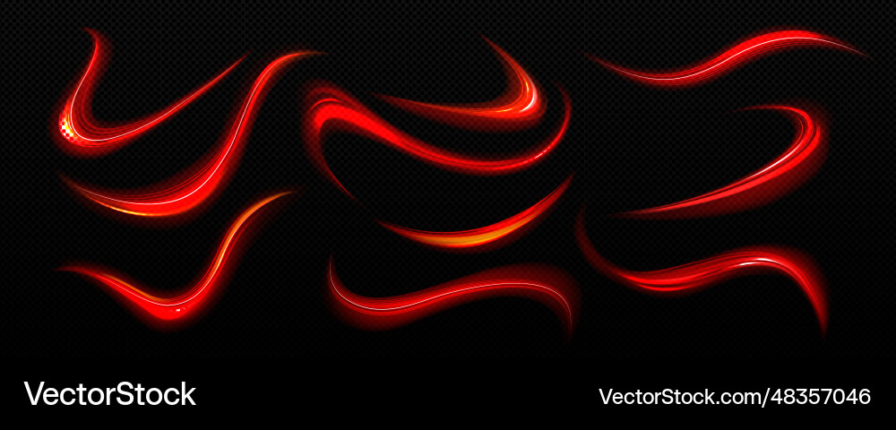 Red light lines effect of speed motion trails Vector Image