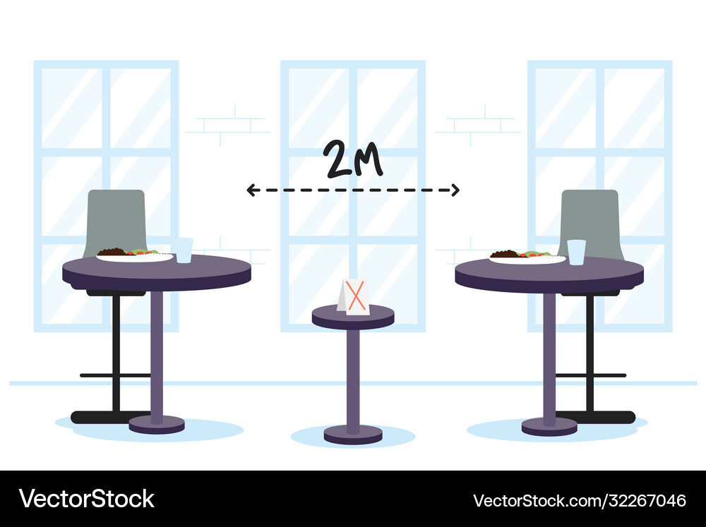 Restaurant tables with distance social scene Vector Image