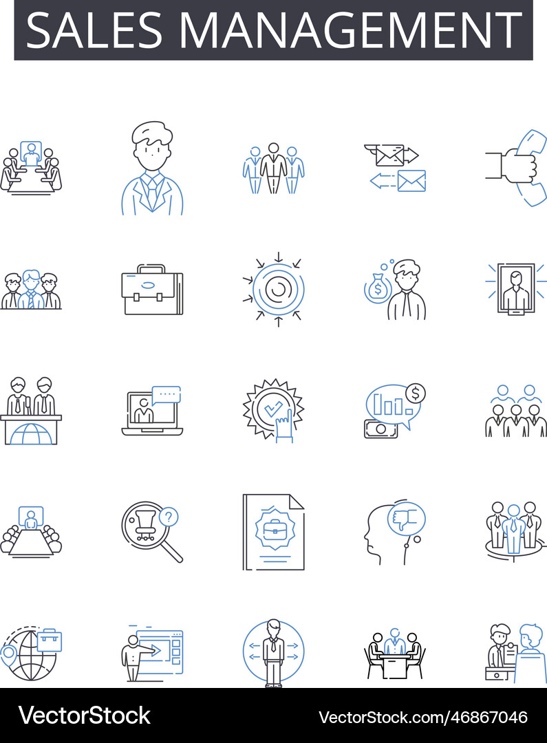 Sales management line icons collection Royalty Free Vector
