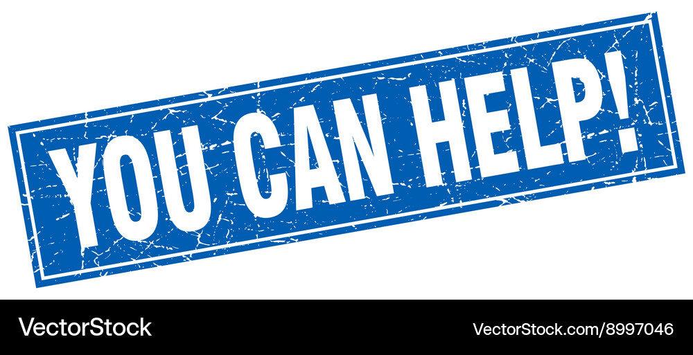 You can help blue square grunge stamp on white Vector Image