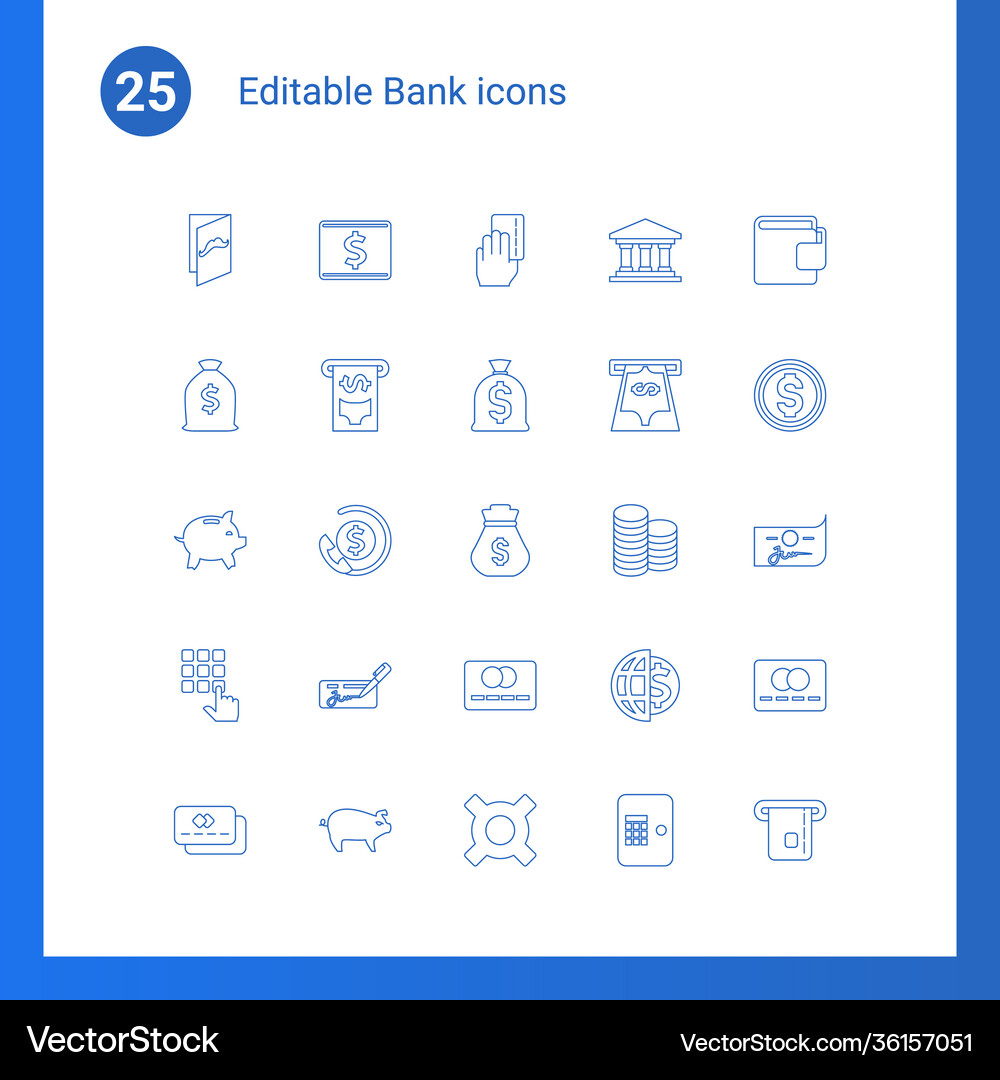25 bank icons Royalty Free Vector Image - VectorStock