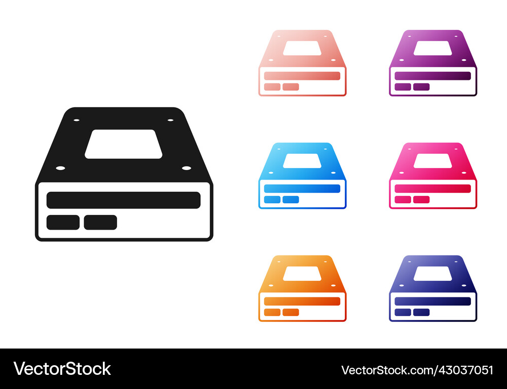 Black optical disc drive icon isolated on white Vector Image