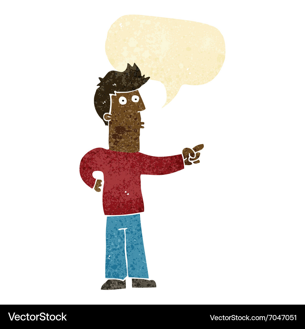 Cartoon curious man pointing with speech bubble Vector Image