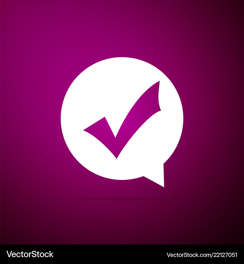 Check mark in circle icon on purple background Vector Image