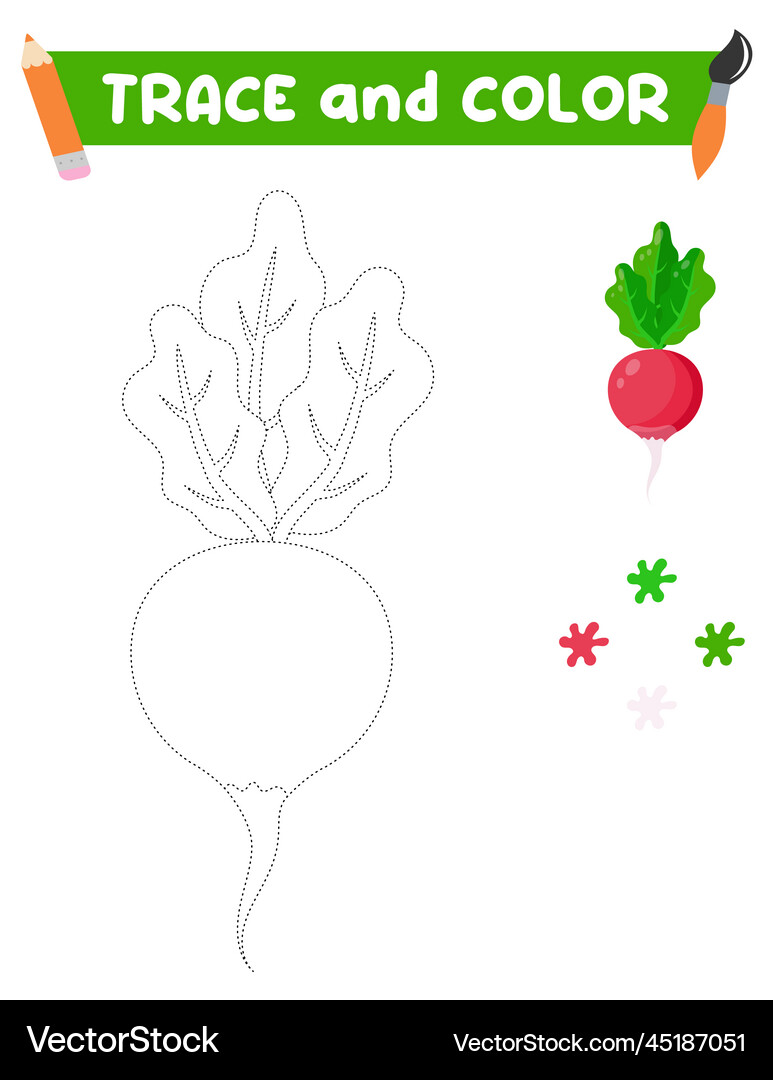 Coloring book with a radish education Royalty Free Vector