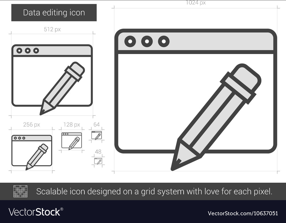 Data editing line icon Royalty Free Vector Image