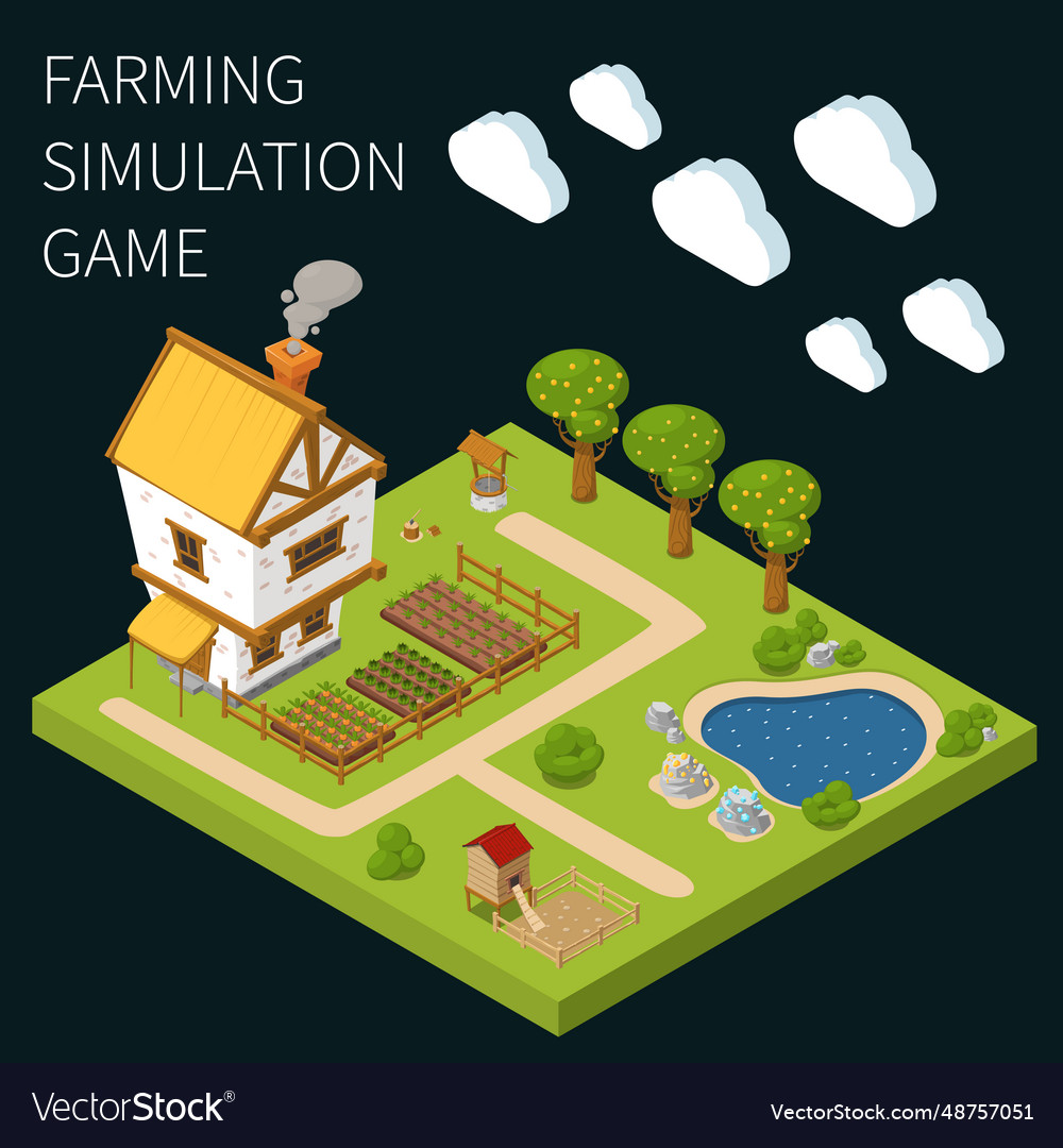 Game colored and isometric concept Royalty Free Vector Image