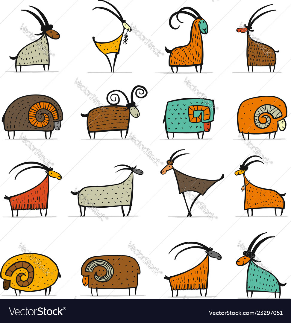 Goats and rams collection for your design Vector Image