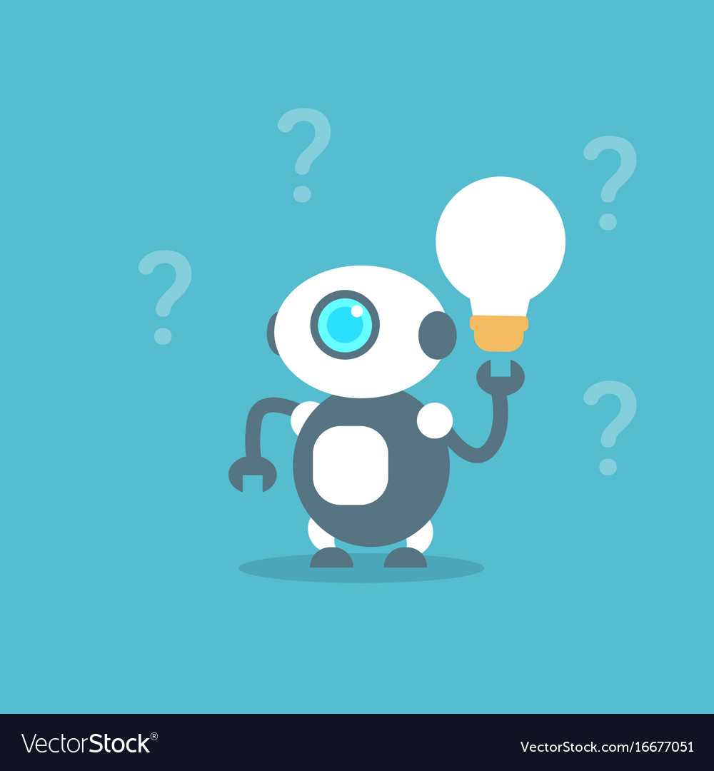 Modern robot hold light bulb artificial Royalty Free Vector Modern robot hold light bulb artificial Royalty Free Vector