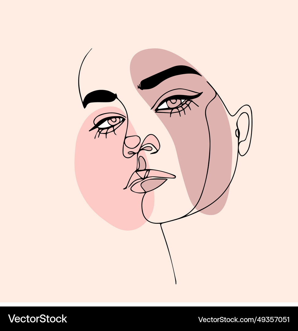One line drawing of a face Royalty Free Vector Image