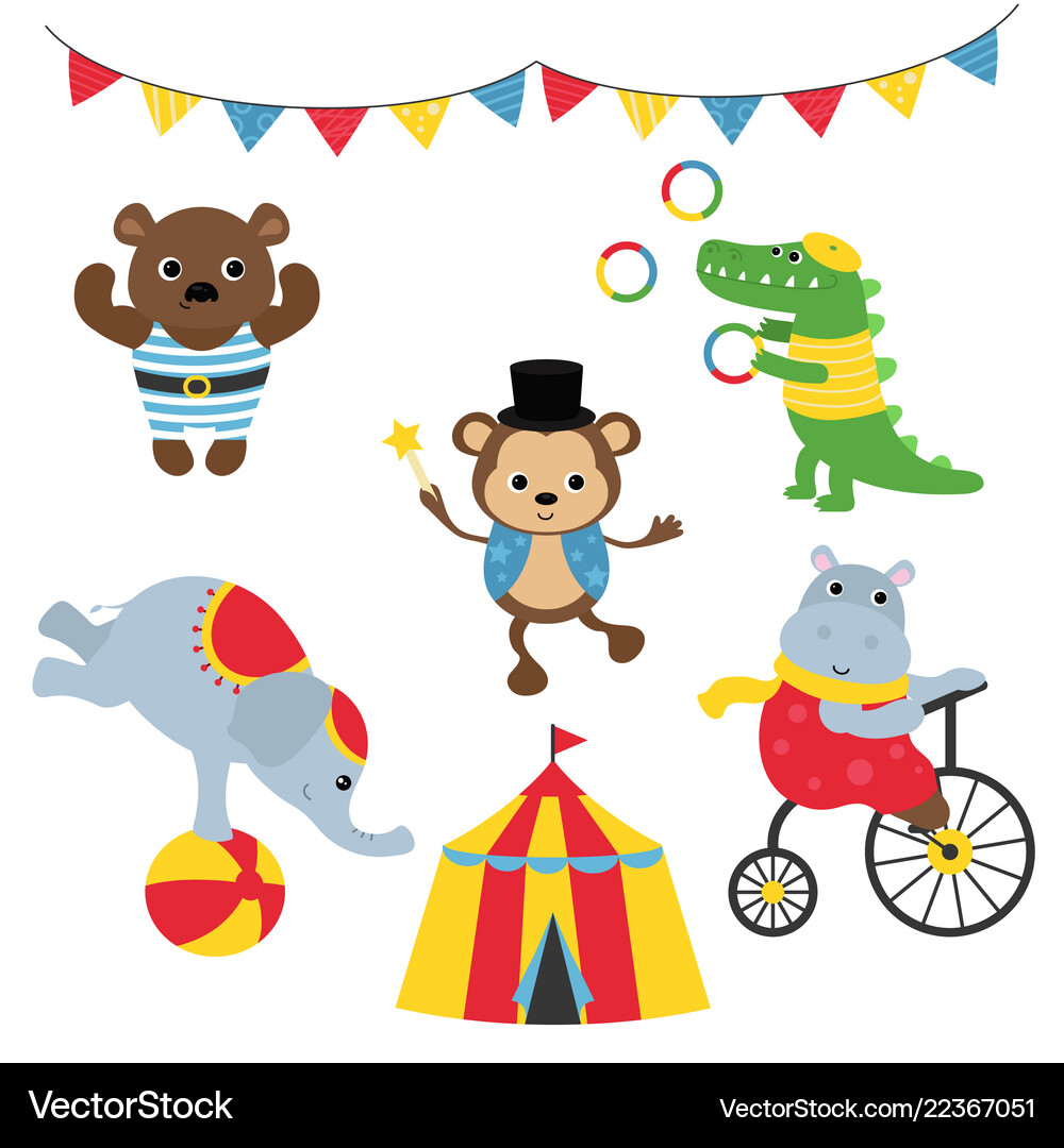 Cute Circus Animals Clipart Pastel Watercolor Circus Clipart, Circus