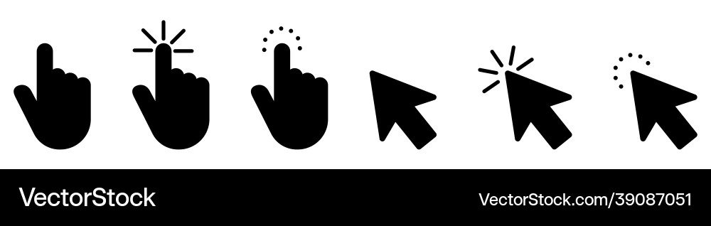 Set of different hand clicking icon Royalty Free Vector