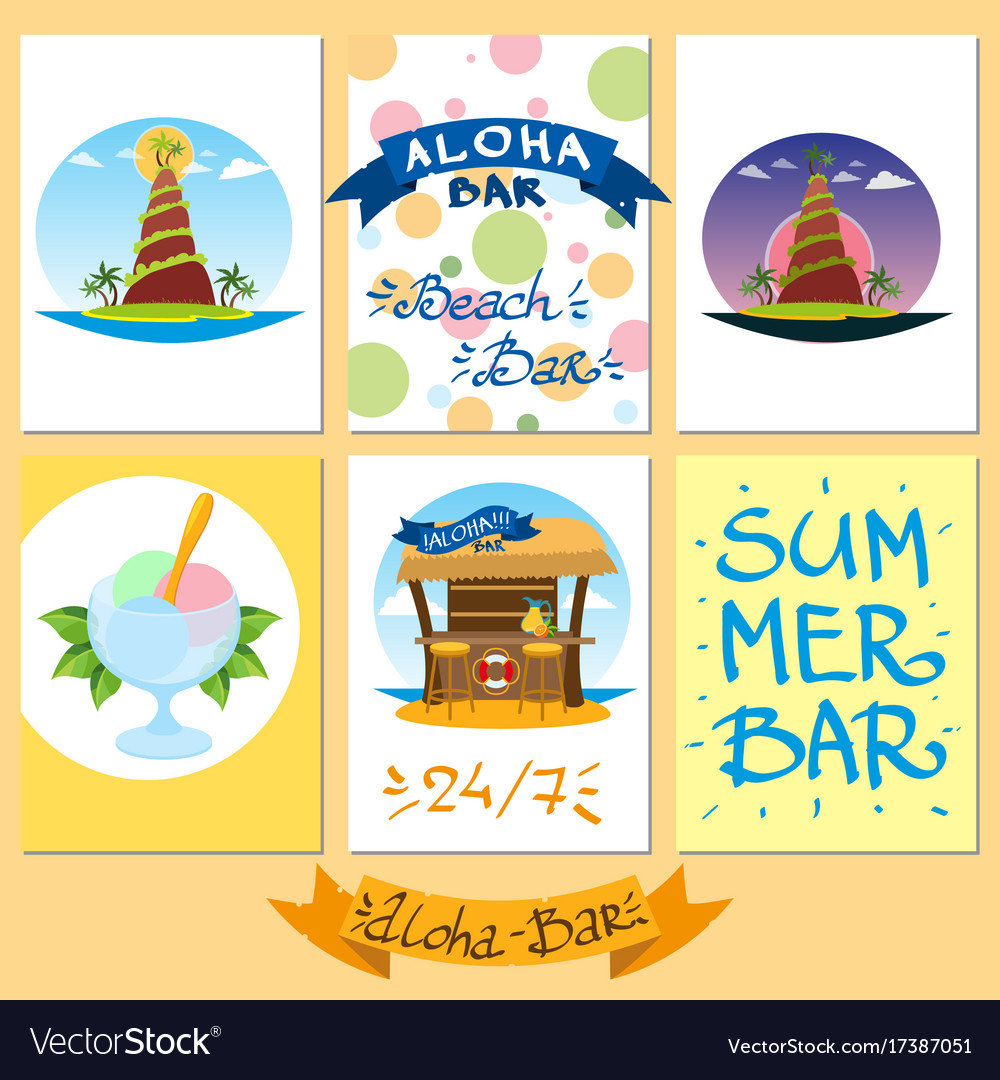 Set on a summer theme card beach holidays resorts Vector Image