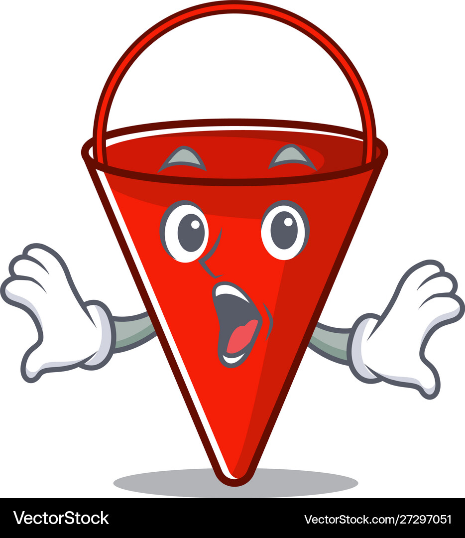 Surprised fire bucket cartoon in yard Royalty Free Vector