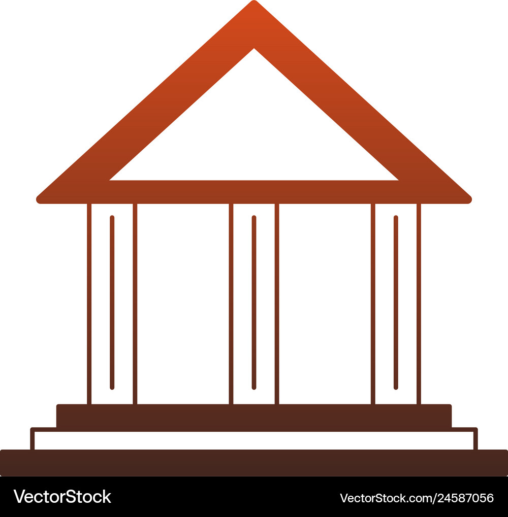 Bank building symbol red lines Royalty Free Vector Image