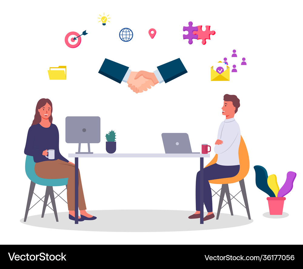 Collaboration partners successful deal office Vector Image