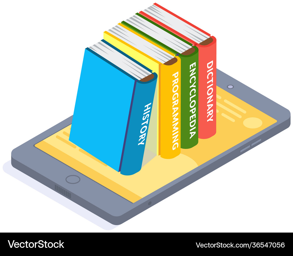 Digital online library in smartphone distance Vector Image