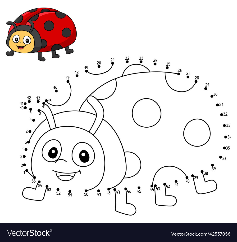 Dot to ladybug coloring page for kids Royalty Free Vector