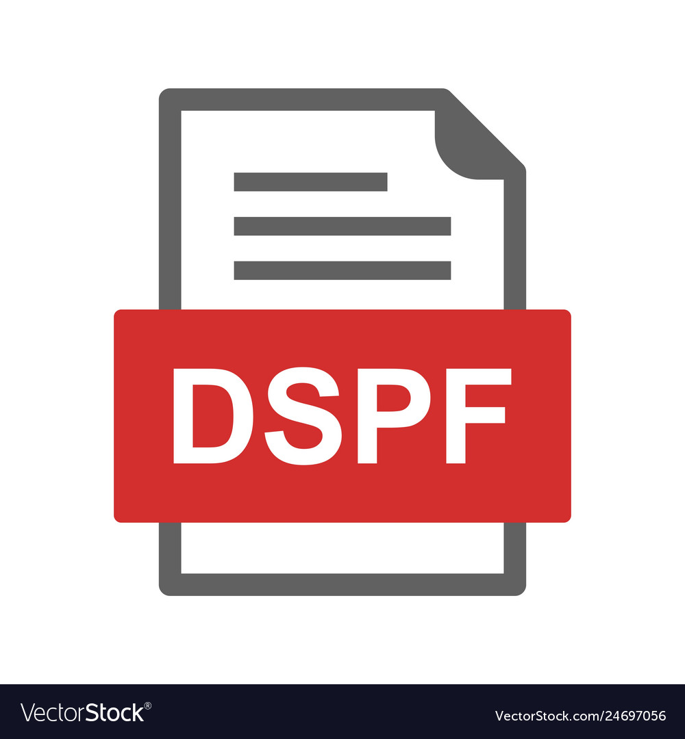 Dspf file document icon Royalty Free Vector Image