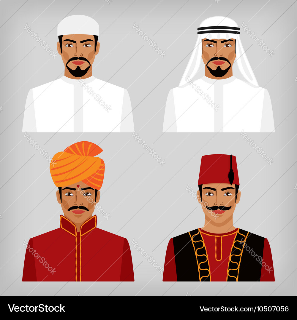 Eastern men in traditional clothes Royalty Free Vector Image