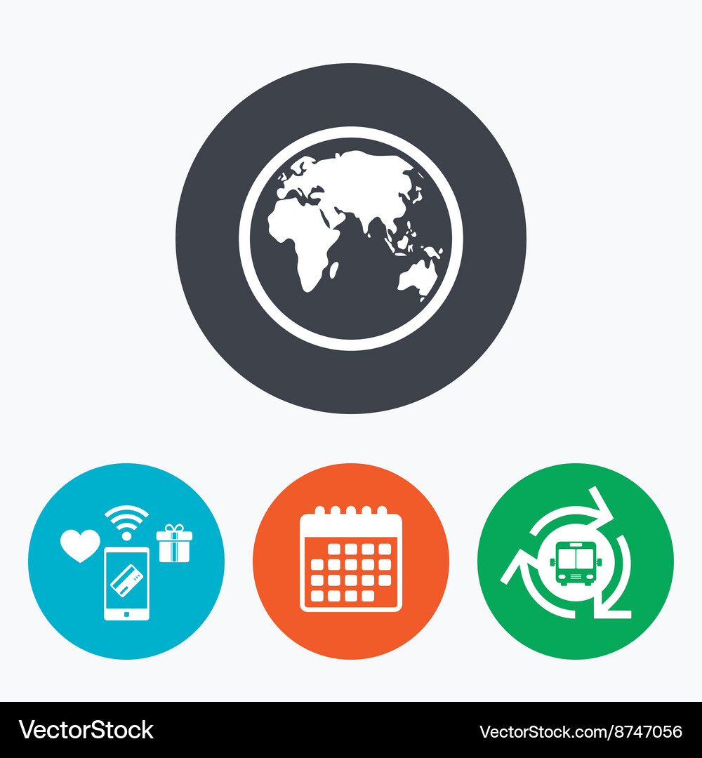 Globe sign icon world map geography symbol Vector Image