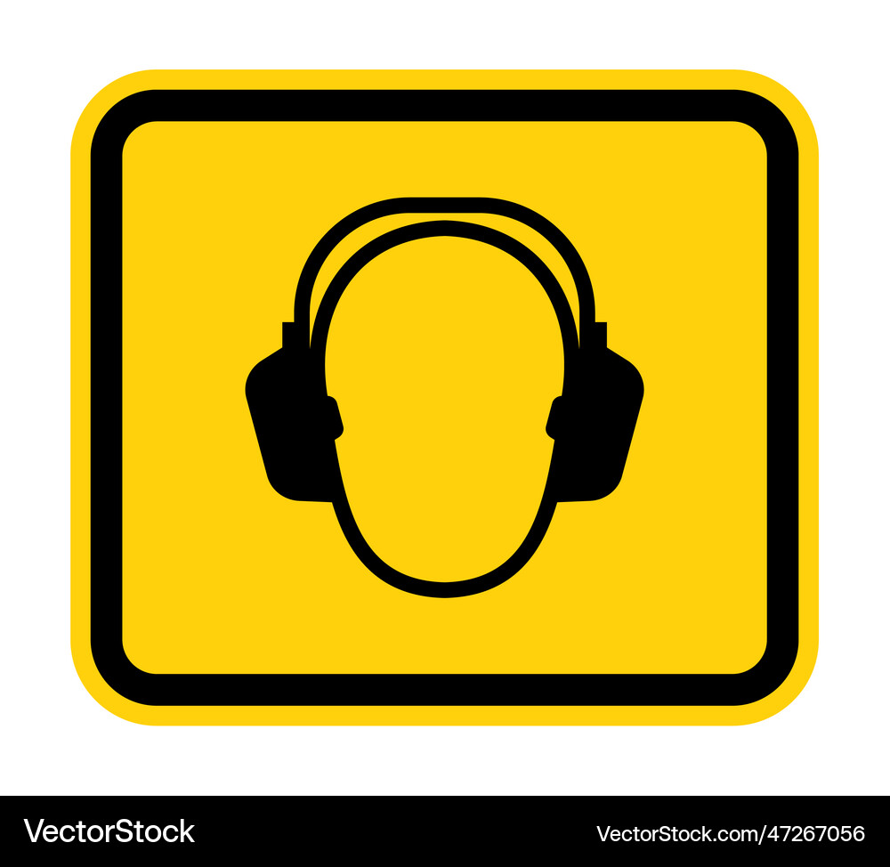 Hearing protection symbol floor sign Royalty Free Vector