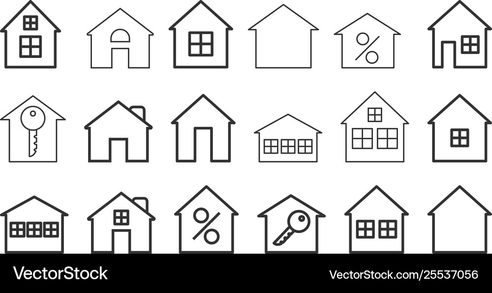 House icon set black and white Royalty Free Vector Image