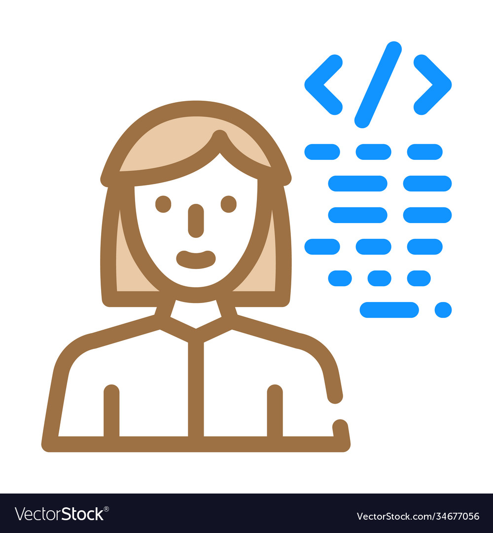 Programmer woman job color icon Royalty Free Vector Image