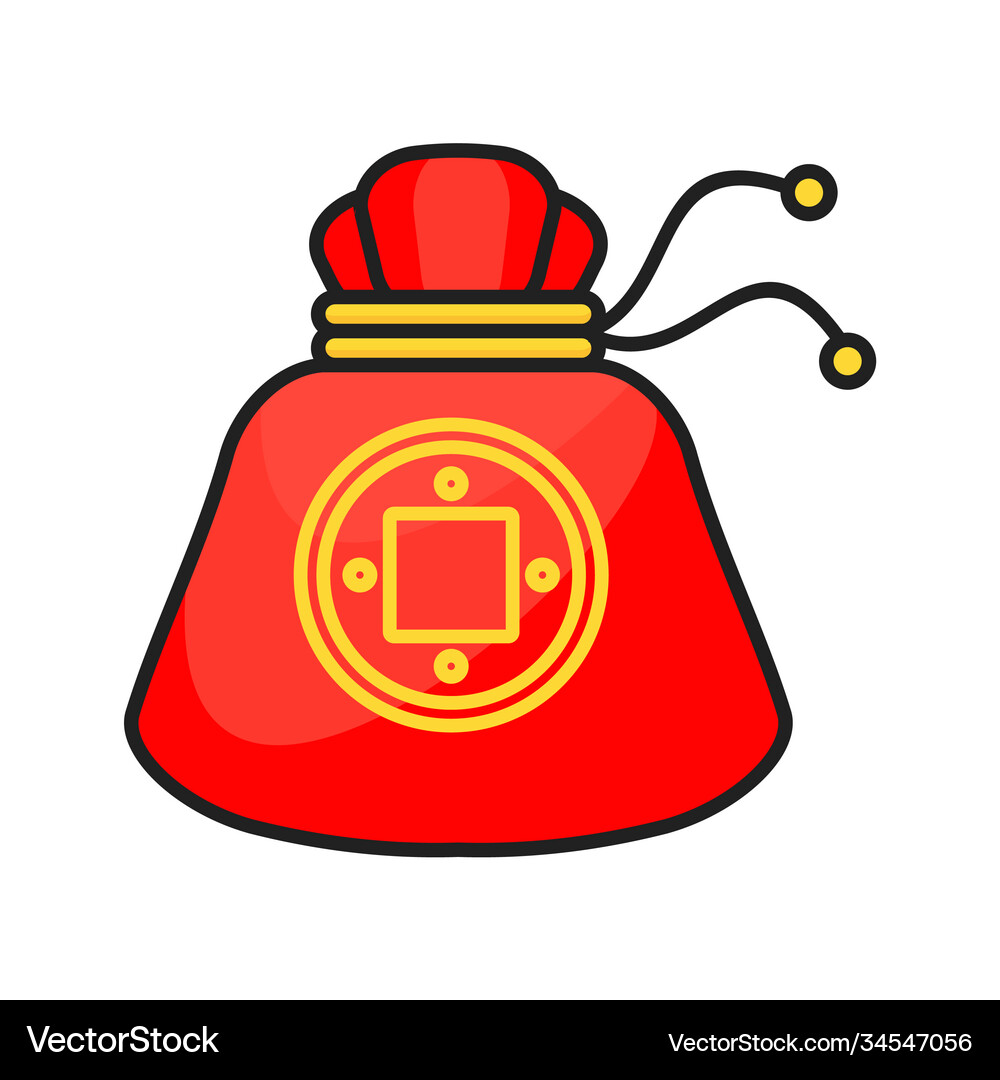 Red chinese money bag with pattern and traditional