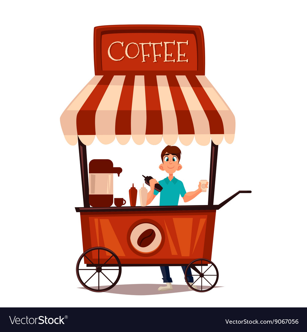Sale of coffee outdoors Royalty Free Vector Image