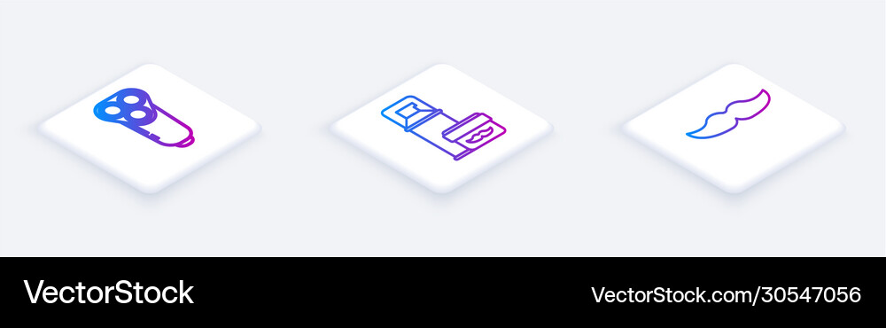 Set isometric line electric razor blade for men Vector Image